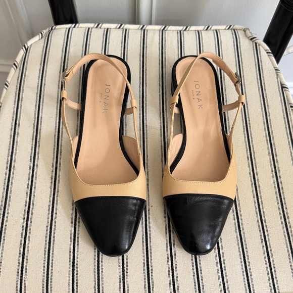 Jonak | Shoes | Jonak Paris Twotone Black And Tan Leather Slingback ...